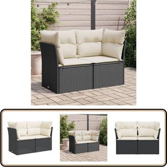 vidaXL Gartensofa mit Kissen 2-Sitzer Schwarz Poly Rattan - Outdoor Möbel - Gartensofa - Ecksofa - Balkonmöbel - Gartenlounge