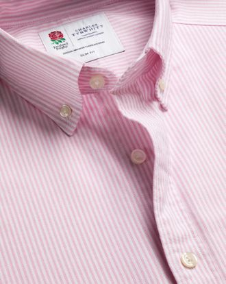 CHARLES TYRWHITT England Rugby vorgewaschenes Oxfordhemd aus Baumwolle mit Streifen und Button-down-Kragen - Rosa