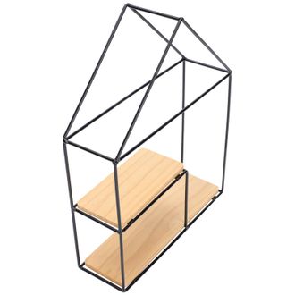 NUOBESTY Hausförmiges Wandregal aus Eisen und Holz 325X245cm Wandmontage Aufbewahrungskorb für Wohnzimmer Büro Badezimmer Kreatives Umweltfreundliches Metall W