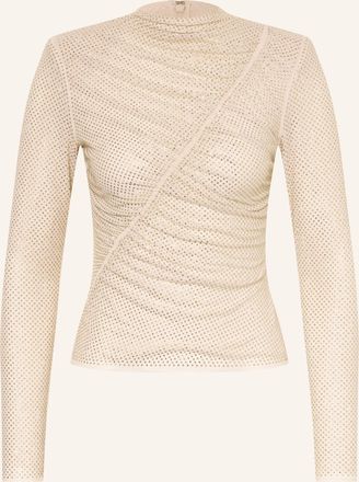 Self Portrait Self-Portrait Longsleeve Mit Schmucksteinen beige