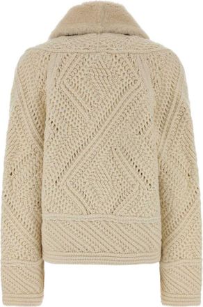 Ermanno Scervino Virgin Wool Cable Knit Coat - Beige