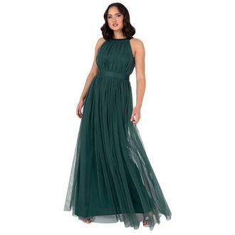 Anaya with Love Ladies Maxi Dress for Women Halter Neck Long Sleeveless with Belt A Line Evening Gown Ball Prom Wedding Guest Bridesmaid, Vert &eacute;meraude 38