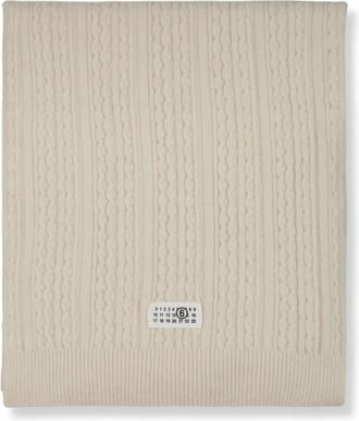 Maison Margiela Tücher & Schals - Cable-Knit Scarf With Numeric Logo - Gr. unisize - in Beige - für Damen