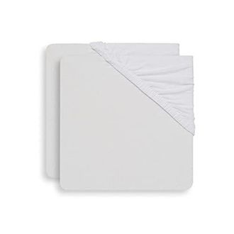 Jollein Spannbettlaken Jersey - Für den Laufstall - White - 2er Pack - 75x95cm - 100% Baumwolle - Spannbetttuch Laufgitter - Weiß