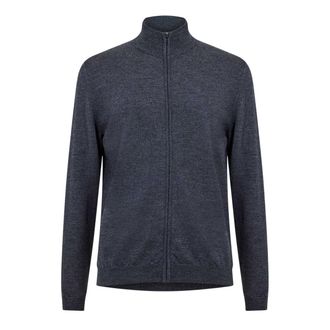 HUGO BOSS Strickjacke f&uuml;r Herren, Durchgehender Rei&szlig;verschluss (Mittelgrau)