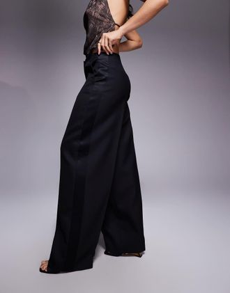 Mango x Kaia Gerber - Pantalon densemble &eacute;l&eacute;gant coupe baggy de qualit&eacute; sup&eacute;rieure - Noir