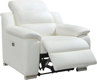Vente-Unique Fauteuil Relax &eacute;lectrique en Cuir Blanc Arena III - Appuie-t&ecirc;te