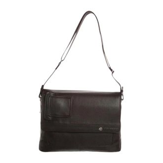 Piquadro Braune Leder Messenger Tasche Laptop Business - - Bags - Herren - Braun - ONE SIZE