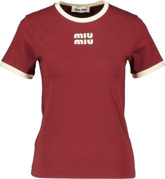 Miu Miu Damen T-Shirt aus Baumwolle