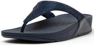 FitFlop Femme Lulu Crystal-Mix Toe-Post Sandals, Bleu Marine, 38 EU