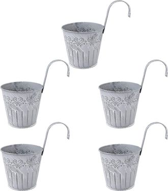 Hemoton Retro Metall Blumentopf Hängend Vintage Eiseneimer Mit Griff 5Er Set Balkon Hängetöpfe Für Innen Und Außen Dekorativer Blumenaufbewahrungsbehälter Für