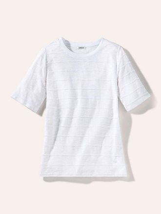 Walbusch T-Shirt Damen Baumwollshirt Streifenstruktur Rundhals pflegeleicht Atmungsaktiv, Regular-Fit, L&auml;nge ca. 64 cm, maschinenwaschbar