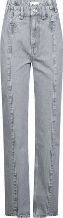 Ganni Jeans Rigides &agrave; Revers - Femme - Jeans - Gris - Taille: W27