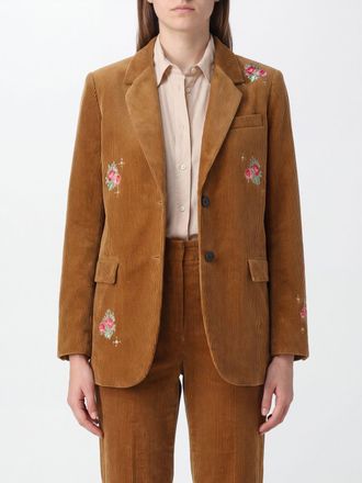 Forte_Forte Blazer droit en velours &agrave; broderie florale