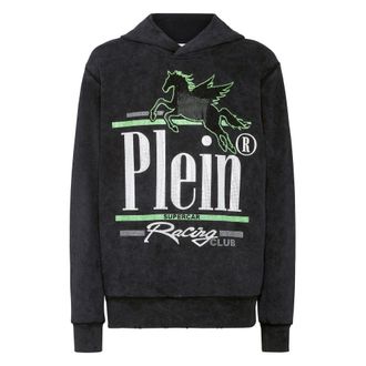 Philipp Plein Homme, Sweatshirts et sweats &agrave; capuche, Noir, Taille: 2XL Sweat &agrave; capuche SweaT-shirt LS Racing Club