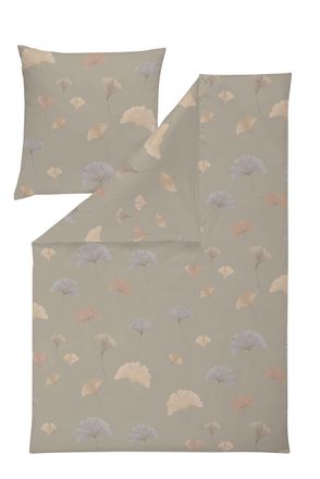 ESTELLA Mako Jersey Bettw&auml;sche 135x200 Ginko Gingko Bl&auml;tter karamel 6575-320