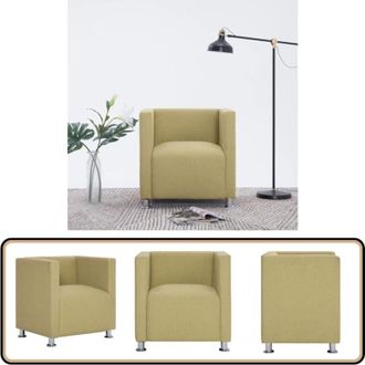 vidaXL W&uuml;rfel-Sessel Gr&uuml;n Stoff - W&uuml;rfelsessel - Esszimmerstuhl - Gem&uuml;tlicher Sessel - Beistellstuhl - Lounge Chair