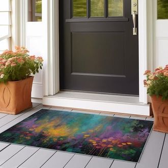 Generic Multicolore Lavable en Machine Tapis Salon Fantaisie Art Fleurs, 160 x 230 cm Doux Tapis de Sol Pelucheux Dessous Antid&eacute;rapant, Entree Interieur Chamb