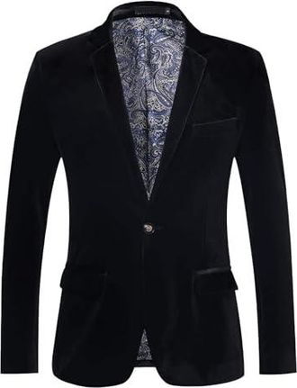 Generic Blazer de costume en velours pour homme, costume de smoking vintage &agrave; un bouton, blazer r&eacute;tro classique, coupe ajust&eacute;e, confortable, chaud et classiqu