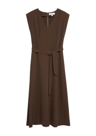 Comma Midikleid Kleid Midikleid mit Tailleng&uuml;rtel und Schulterpolstern