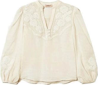 Twinset Femme, Blouses et Chemises, Beige, Taille: 38 FR Blusa Bordados