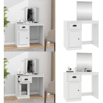 vidaXL Vidaxl - Schminktisch mit Spiegel Weiß 90x50x132,5 cm Holzwerkstoff - Schminktisch - Kosmetiktisch - Badezimmermöbel - Spiegelkommode - Weiße Möbel