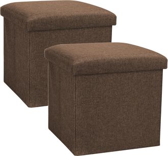 Com-Four 2X Faltbarer Hocker - Sitzhocker mit Stauraum - Aufbewahrungsbox zum Sitzen - 40 L