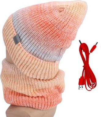 Generic Chapeau Chauffant | Ensemble Bonnet, Chapeau Et &Eacute;charpe Chauffants USB 2 En 1 | Pour Femmes En Plein Air Lhiver Offre Une Chaleur Constante Avec Coupe