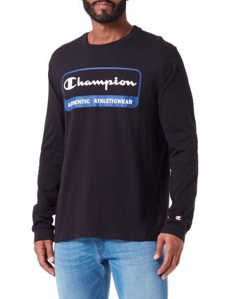Champion Herren Legacy Graphic Shop Authentic-L-s Crewneck Langärmeliges T-Shirt, Schwarz, XL