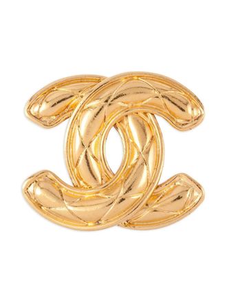 Chanel broche matelass&eacute;e &agrave; logo CC (ann&eacute;es 1980) - Or