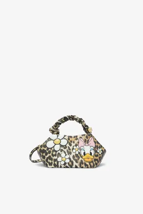 Ganni Kleine Bou-Tasche mit Leopardenmuster und Daisy-Duck-Print braun