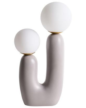 Beliani Tischlampe Harz grau mit Glasschirm 2-flammig 40 cm hoch modern Tulun