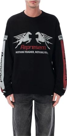 Represent Represent, Homme, Tops, Noir, Taille: S Mesh Pegasus Long Sleeve T-shirt