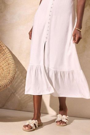 Lipsy Midikleid Lipsy Gekn&ouml;pftes Midikleid mit Print und Leinen (1-tlg)