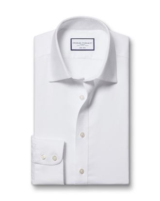 CHARLES TYRWHITT B&uuml;gelfreies Royal-Oxfordhemd - Wei&szlig; Knopfmanschette