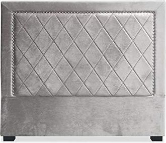Menzzo Meghan Kopfteil Bett 140cm mit Samtbezug Silber
