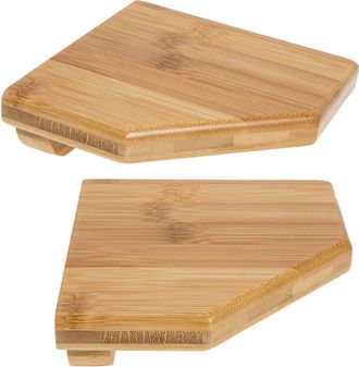 BESPORTBLE 2 Stück Pack Platzsparende Bambus Eckregale Zur Wandmontage ohne Bohren Schwebende Aufbewahrungsregale für Bad Küche und Wohnzimmer 14cm Kantenlänge