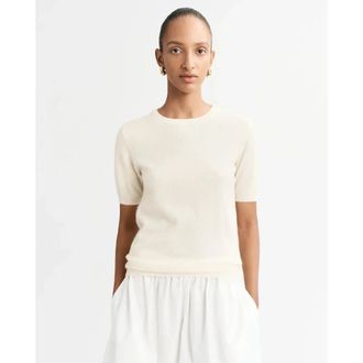 Soft Goat Kurz&auml;rmliger Rundhals-Pullover - - Knitwear - Damen - Wei&szlig; - L