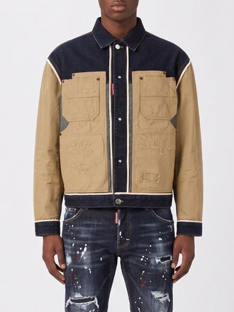 Dsquared2 Jeansjacke aus Baumwolle mit abstraktem Druck und R&uuml;ckenlogo