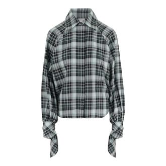 Patou Baumwollbluse mit Karomuster und Bindes &auml;rmeln - - Blouses & Shirts - Damen - Mehrfarbig - S