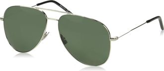 Saint Laurent Unisex-Erwachsene Classic 11 020 Sonnenbrille, Silber (Silver/Green), 59