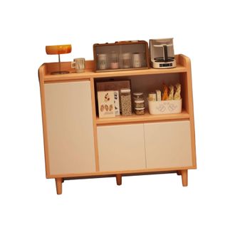 Generic Sideboard aus massivem &Ouml;ko-Holz mit offenen Ablagef&auml;chern und separatem Doppelt&uuml;rschrank, geeignet for K&uuml;chen und Eingangsbereiche.(Style2,90x40x91cm)