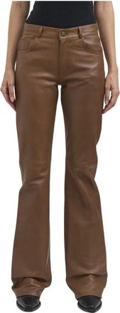 Haikure Pantalon Flora Silky Leather - Femme - Pantalons - Brun - Taille: W26