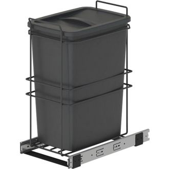 Emuca Poubelle de recyclage Recycle pour cuisine, 35 l, fixation par le bas et extraction manuelle, Plastique gris antracite - Emuca