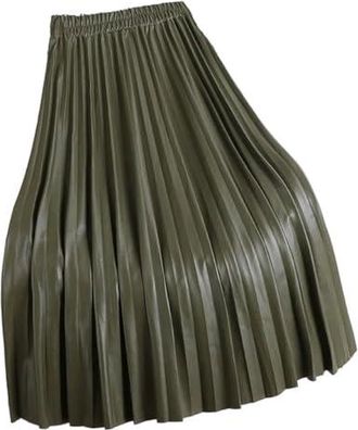 Generic Jupe midi en cuir synth&eacute;tique pour femme - Taille haute - Coupe trap&egrave;ze - Pour f&ecirc;te, affaires, d&eacute;contract&eacute;, bureau, EN8, Taille unique