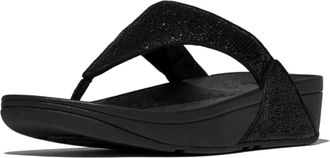 FitFlop Womens Lulu Crystal Embellished Toe Post Wedge Sandal, Schwarz, 36 EU