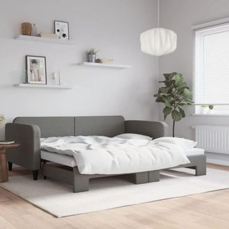 vidaXL Tagesbett Ausziehbar Dunkelgrau 90x190 cm Stoff Vidaxl