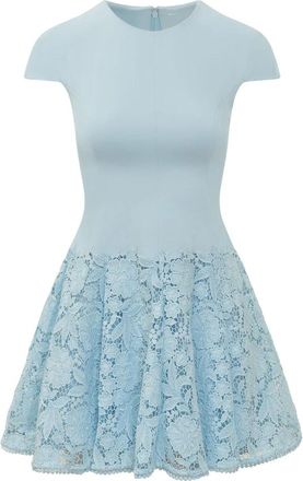 Self Portrait Femme, Robes, Bleu, Taille: 36 FR Crepe Lace Mini Dress