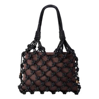 Hibourama Bags Femme, Sacs, Noir, Taille: ONE Size Sac bandouli&egrave;re en macram&eacute; orn&eacute; de cristaux