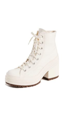 Converse A05253C Damen Chuck 70 Delux Heel Hi Boot Heeled Ankle Boots, Egret/Black, 37.5 EU